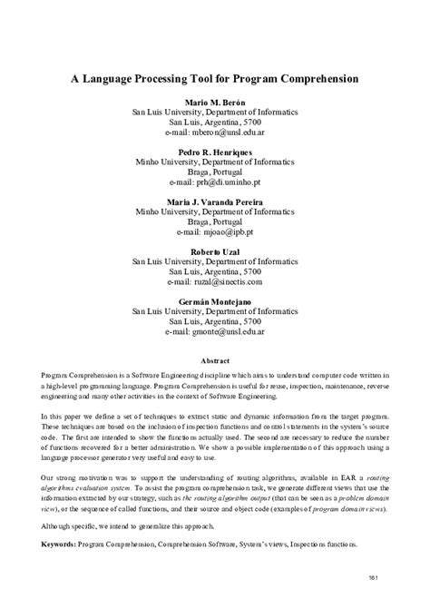 Pdf A Language Processing Tool For Program Comprehension