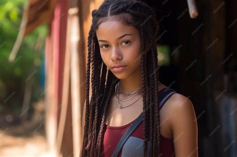 Premium Photo Beautiful Dominican Ethnic Girl With With Braids With