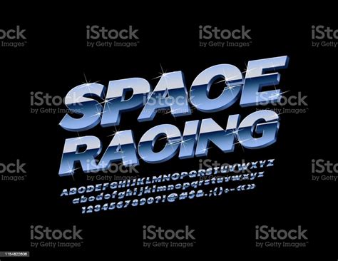 반사 글꼴 벡터 크롬 텍스트 공간 경주 반짝이는 메탈 릭 알파벳 컴퓨터 글자에 대한 스톡 벡터 아트 및 기타 이미지 컴퓨터 글자 입체 이미지 3차원 형태 Istock