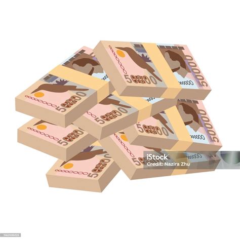 도브라 벡터 일러스트 레이 션입니다 상투메 프린시페 머니 세트 번들 지폐 지폐 50000 Db 플랫 스타일 흰색 배경에 격리 심플한 미니멀 디자인 가계에 대한 스톡 벡터