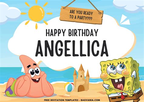 Free Canva Template Sunshine Beach Spongebob Birthday Party Kits