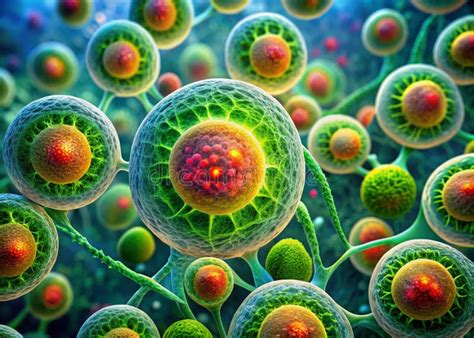 Vibrant Microscopic Image Of Plant Cell Division Showcasing Mitotic Phases Chromatin