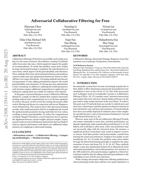 Pdf Adversarial Collaborative Filtering For Free