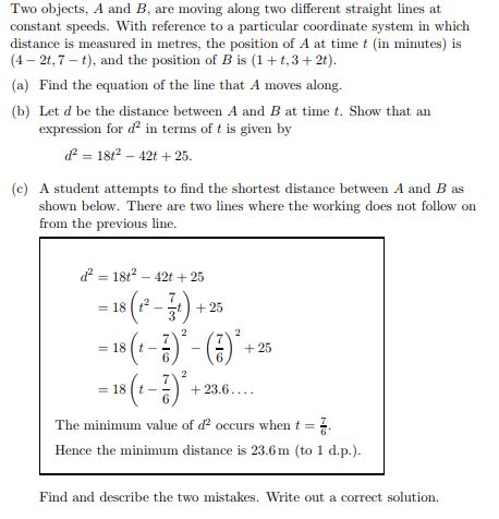 Solved Two Objects A And B Are Moving Along Two Different Chegg Com