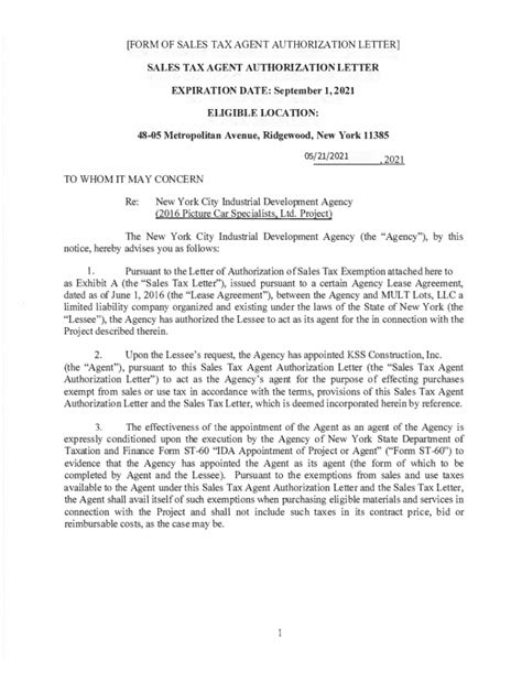 Fillable Online Sales Tax Agent Authorization Letter Fax Email Print