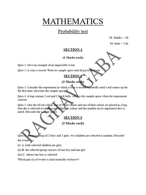 Probability Test Pdf