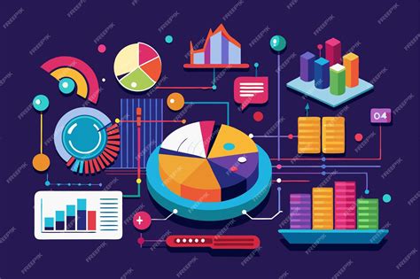 A Vibrant Data Illustration Featuring Pie Charts Bar Graphs And Analytics Elements For
