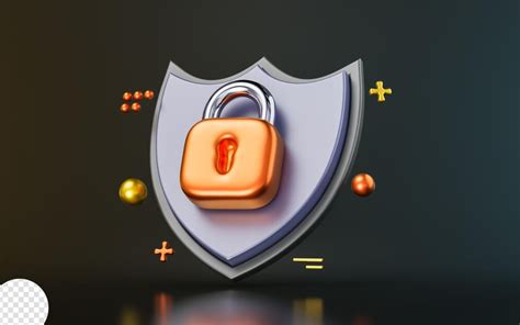 Premium Psd Security Shield Padlock Sing On Dark Background 3d Render