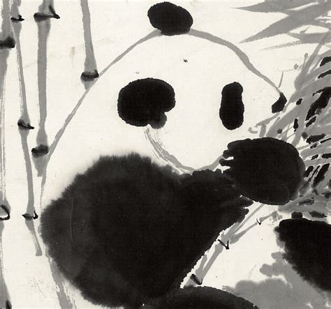11当代吴作人熊猫水墨国画书房儿童房装饰画高清喷绘复制临摹 阿里巴巴