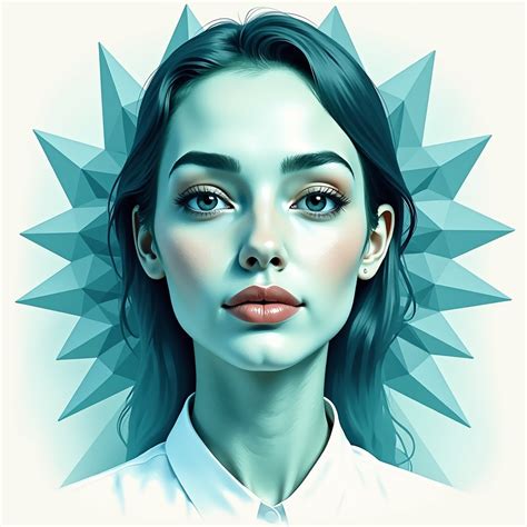 Free Geometric Teal Portrait Image Watercolor Geometric Portrait