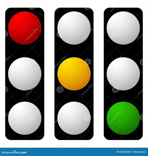 Set Of Traffic Lamp Traffic Light Semaphore Icons Stock Vector