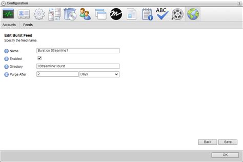 edit burst feed parameters