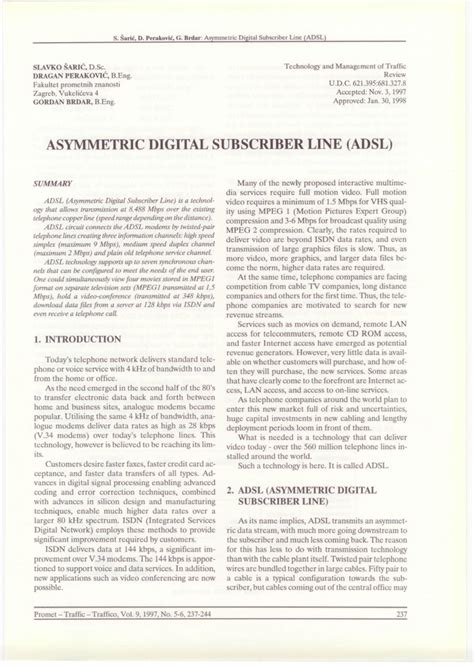 Pdf Asymmetric Digital Subscriber Line Adsl