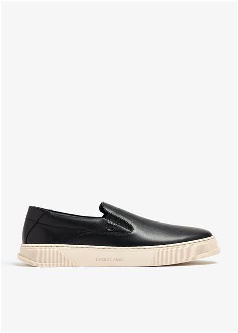 Ferragamo Cameron Slip On Sneakers For Men Black In Uae Level Shoes