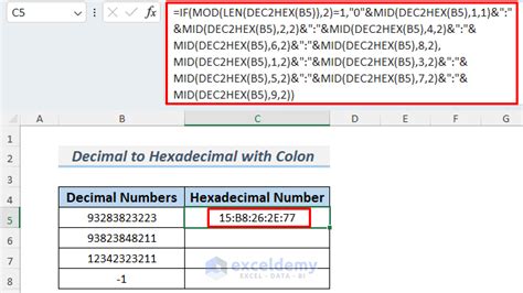How To Convert Decimal Number To Hexadecimal Hex In Excel