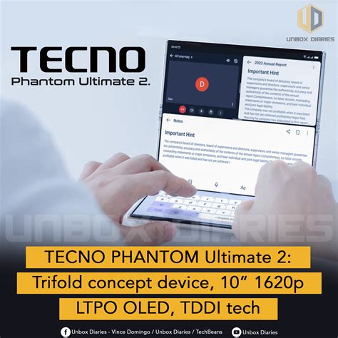 TECNO PHANTOM Ultimate 2 Trifold Concept Device 10 1620p LTPO OLED TDDI Tech Unbox Diaries
