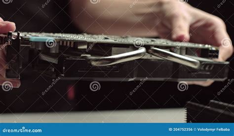 Truck Shot Of Vga Card Or Video Graphics Array Detail On Black Foam The Main Component Of