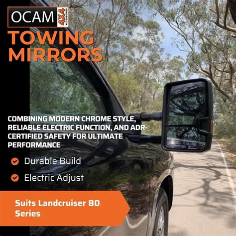 Ocam Tm2 Extendable Towing Mirrors For Toyota Landcruiser 80 Series