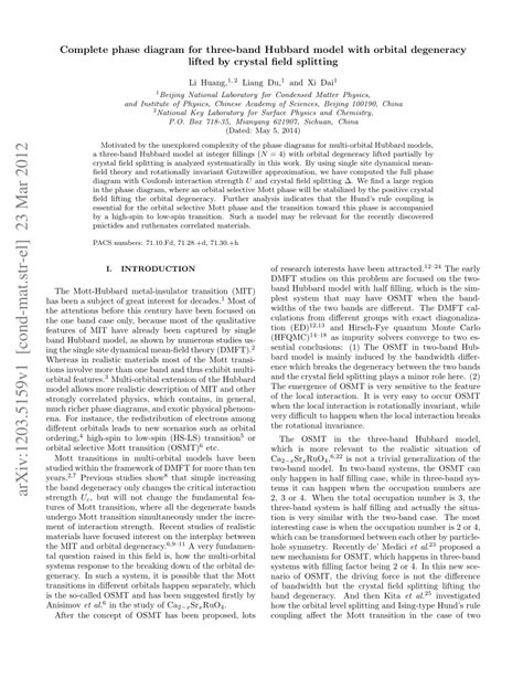 Pdf Complete Phase Diagram For Three Band Hubbard Model With Orbital Degeneracy Lifted By