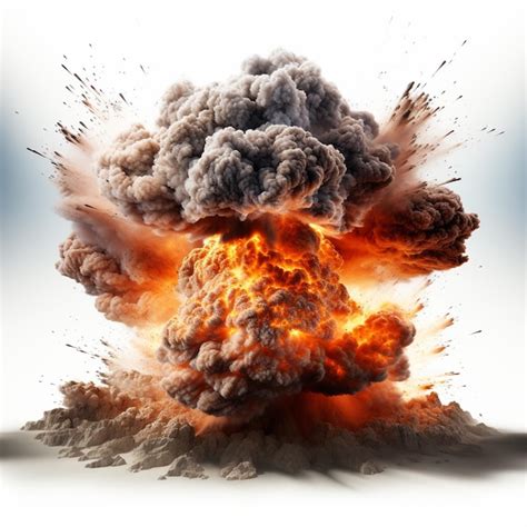 Premium Ai Image Atomic Explosion Isolated On White Background