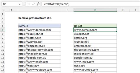 Remove protocol from URL - Excel formula | Exceljet