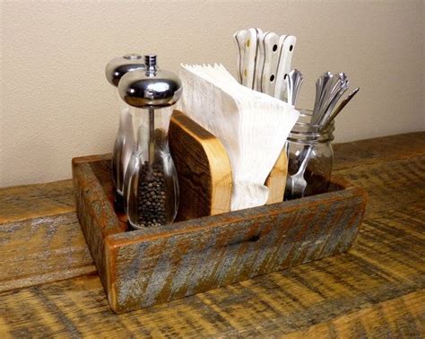 Rustic Napkin Holder And Condiment Caddy Condiment Caddy Rustic