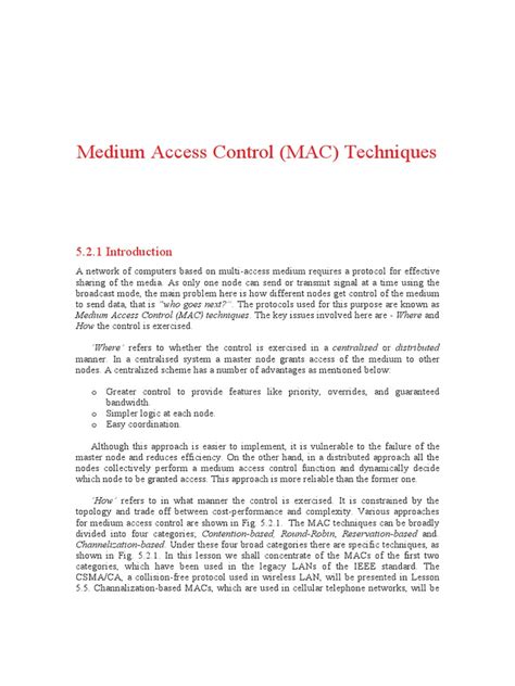 medium access control techniques pdf computer network physical