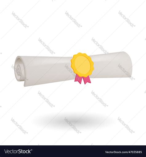 Diploma Close Up Of Paper Scroll With Red Ribbon Vector Image