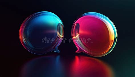 Modern Trend Overlapping Speech Bubbles In Glassmorphism Style With Gradient Blur And