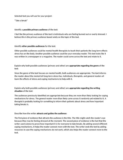 English Week Two Week Two Assignment Selected Text You Will Use