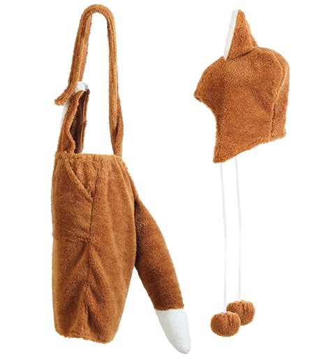 Latzhose Fuchs Inkl Mütze Kostüm Waldtier Aus Teddyplüsch Kurze Hose