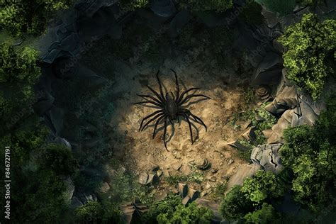Dnd Battlemap Giant Spider Lair Ominous And Dark Forest Setting