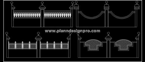 Boundary Wall Elevation Drawing Free Cad Block