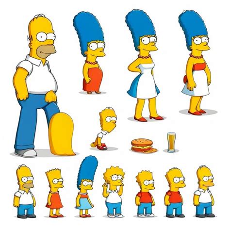 Simpsons Vector Set White Background Isolated A High Qual Premium Ai