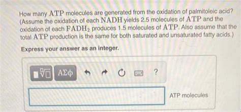 Solved How Many ATP Molecules Are Generated From The Chegg Com