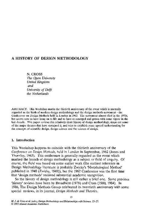 Cross Nigel 1993 A History Of Design Methodology A History Of Design