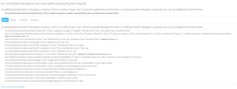 Navigation Property Claims On Entity Of Type User Cannot Be Loaded Because The Entity Is Not