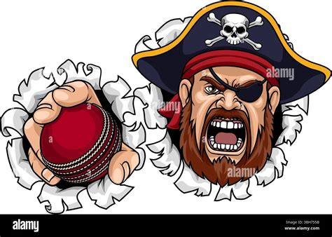 Pirate Cricket Ball Sport Team Mascot Illustration Stock Vector Image And Art Alamy
