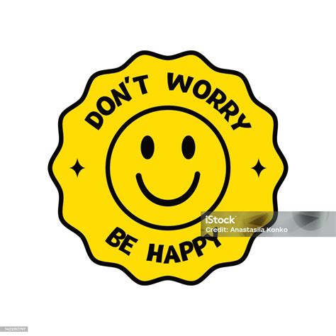 미소로 복고풍 스타일의 행복한 스티커가 될까봐 걱정하지 마십시오 웃는 이모티콘 행복한 얼굴 벡터 디자인 사람 같은 웃는 얼굴에 대한 스톡 벡터 아트 및 기타 이미지 Istock