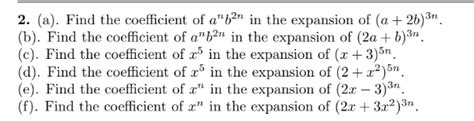 Solved 2 A Find The Coefficient Of Anb2n In The Chegg Com
