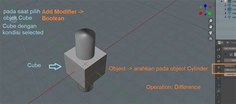 Mengedit Objek Dengan Modifier Boolean Metode Operation Difference