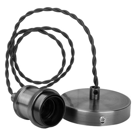 Vintage Ceiling Pendant Light Fitting Brown Twisted Braided Flexe27