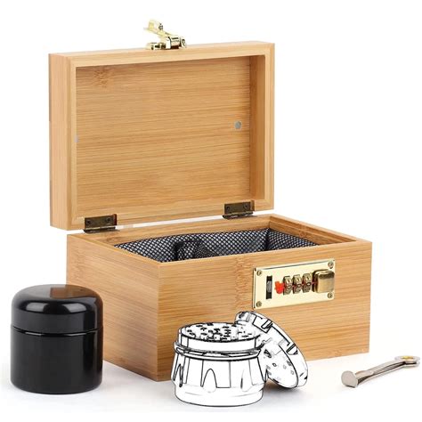 Bamboo Storage Stash Box With Lock Combo Decorative Box For Home