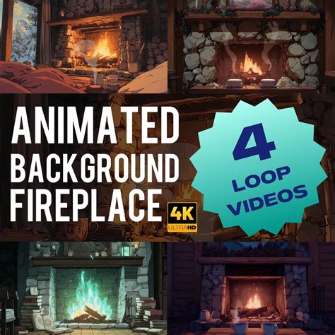 Animated Fireplace Background Cozy Fire Loop Videos 4k Virtual