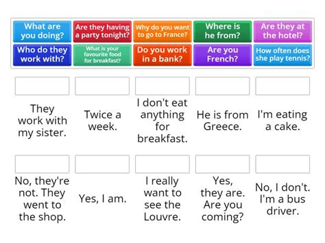 Match The Questions With The Correct Answer Match Up