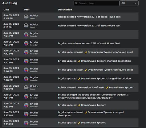 Group Audit Log Shows Incorrect User Website Bugs Developer Forum Roblox