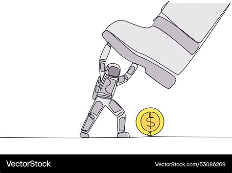 Single Continuous Line Drawing Astronaut Holds Vector Image