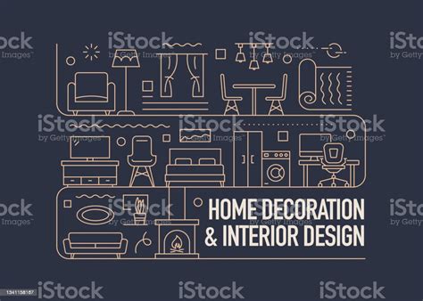 홈 데코레이션 및 인테리어 디자인 관련 벡터 배너 디자인 컨셉 아이콘이 있는 모던 라인 스타일 인테리어 디자이너에 대한 스톡 벡터 아트 및 기타 이미지 Istock