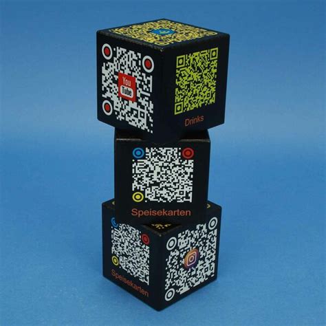 WOODEN CUBE QR CODE MENU CART UV PRINTING