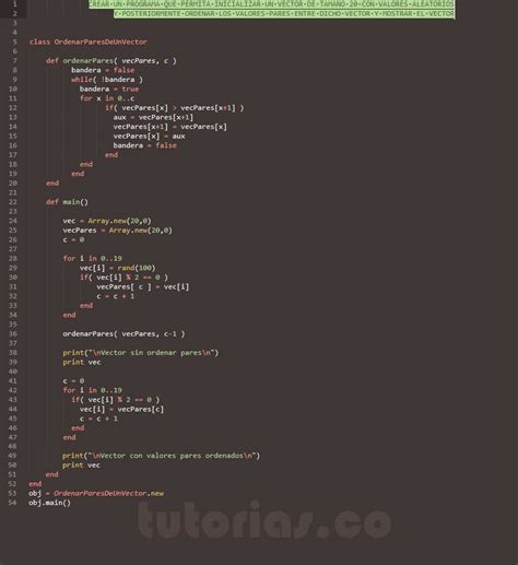 POO Ruby Ordenar Pares De Un Vector Tutorias Co